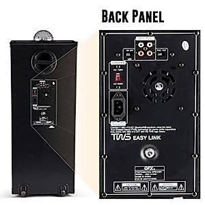 QFX SBX-412207BT Bluetooth Cabinet Floor Speaker | TWS Dual 12" Woofers, 3X 1 Tweeters | with Built-in Amplifier, LED Party Lights, Handles and Wheels | Blue