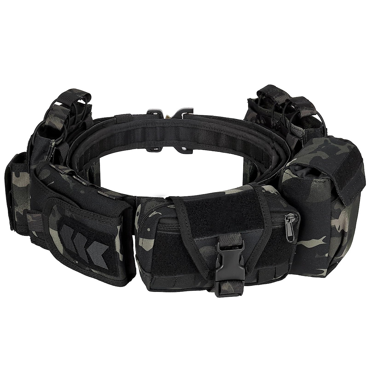 BOMTURN Battle Belt Tactical Belt with Accessories: Duty Belts Law Enforcement Combat Airsoft Police Belts with Pouches 7pcs