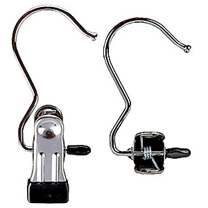 Home-X Ultra Strong Stainless Steel Hanging Clip Hook - Set of 12