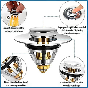 Bathroom Sink Plug Pop-up Drain Filter for 1.2-1.42 Inch Basin Sink Stopper (1PC)