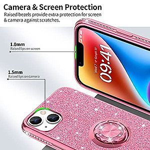 OCYCLONE iPhone 14 (6.1") Glitter Diamond Case with Ring Stand - Pink, Women & Girls