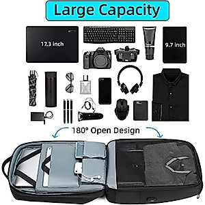 GYakeog Backpack for Traveling on Airplane, Travel Backpack for Men Women 17.3 inch Laptop Backpack large Travel Backpacks Carry on Work Backpack Waterproof Charge Antitheft Black