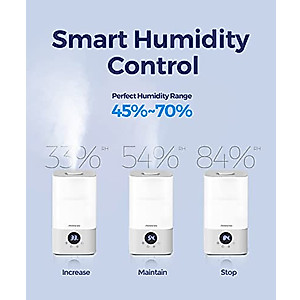 Aromacare Humidifiers for Bedroom, 2.5L Cool Mist Air Humidifier with Essential Oil Diffuser, Small Ultrasonic Top Fill for Baby Kids Plant, Auto Humidity, Auto Shut-Off (White)