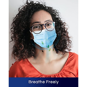 MAVINA Adult Face Masks Disposable Made in USA, 3 Ply Face Mask Breathable ASTM Level 2 Disposable Face Masks for Adults Women Men, Blue Facemask 50 Pack