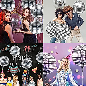 4Pcs 22inch Silver Disco Ball Balloon Party 4D Large Round Inflatable Sphere Shaped Aluminum Foil Mirror Balloon Birthday Grad Party Wedding Baby Shower Marriage Graduation Decor Supplies
