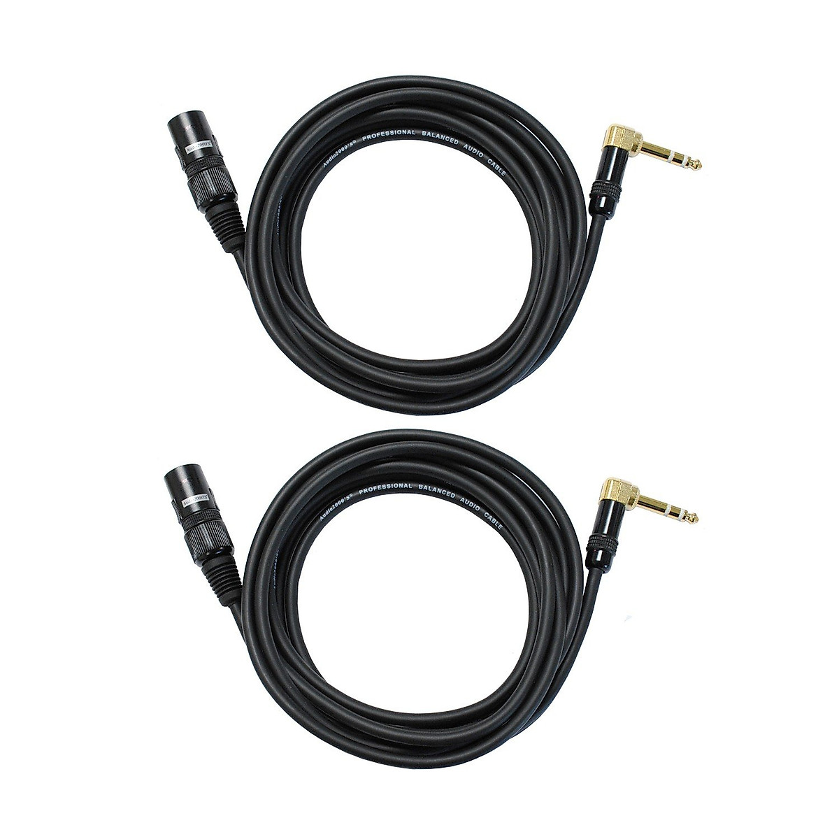 Audio2000's C14012P2 12 Ft 1/4" TRS Right Angle to XLR Male Cable (2 Pack)