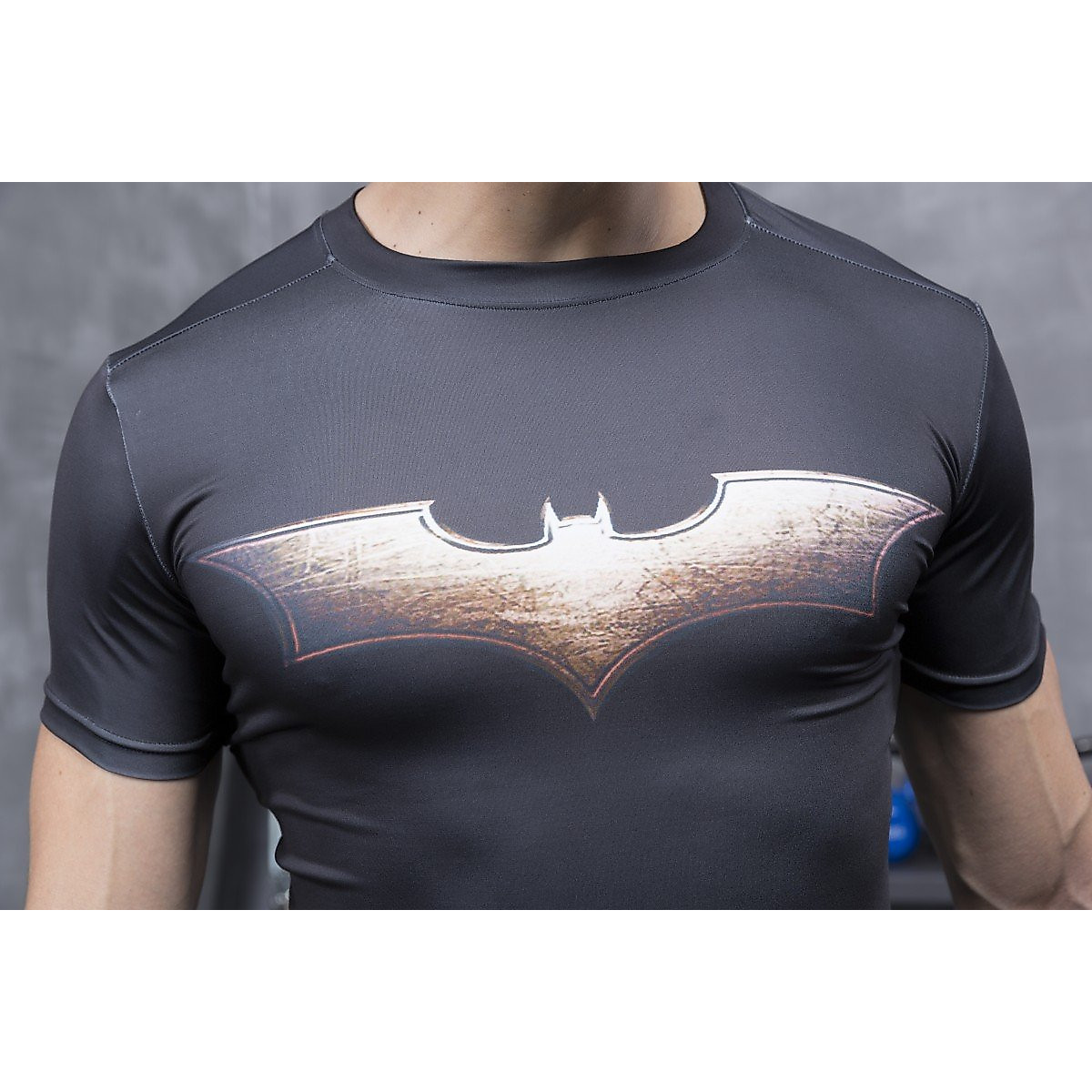 Red Plume Men's Compression Fitness Shirt,Bat Printing Sports Wicking T-Shirt (XXL) Black