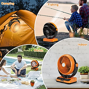 40000mAh Battery Operated Fan Remote & Oscillating, Rechargeable Fan with LED Lantern, Timer, Hanging Hook, USB-C Charging, Battery Powered Table Fan for Home Camping RV Travel Hurricane Emergency