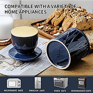 KOOV Porcelain Butter Crock, French Butter Dish, Ceramic Butter Keeper for Counter, Big Capacity, Irregular Striped Series (Aegean)