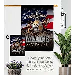 Marine Semper Fi Garden Flag - Armed Forces USMC United State American Military Veteran Retire Official - House Decoration Banner Small Yard Gift Double-Sided Made In USA 13 X 18.5
