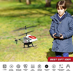 DEERC DE51 Remote Control Helicopter Altitude Hold RC Helicopters with Gyro for Adult Kid Beginner,2.4GHz Aircraft Indoor Flying Toy with 3.5 Channel,High&Low Speed,LED Light,2 Battery for 20 Min Play