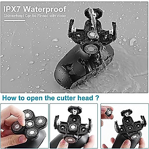 U-Kiss Electric Head Hair Shaver for Bald Men, 5-in-1 Mens Wet & Dry Electric Razor Grooming Kit with Nose Hair Trimmer, Beard Trimmer, IPX7 Waterproof and Rechargeable Electric Shavers for Men