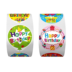 1000 PCS Adorable Balloon Shaped Happy Birthday Stickers in 16 Designs with Perforated Line Expanded Version (Each Measures 1.5" in Diameter)