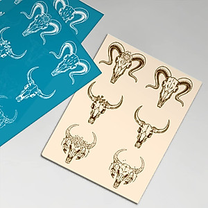 OLYCRAFT 4x5 Inch Clay Stencils Cattle Skull Pattern Silk Screen for Polymer Clay Flowers Cow Silk Screen Stencils Mesh Transfer Stencils Animal Theme Mesh Stencil for Polymer Clay Jewelry Making