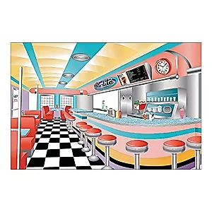 Fun Express - Rockin 50s Backdrop Banner for Party - Party Decor - Wall Decor - Preprinted Backdrops - Party - 3 Pieces