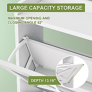 Crownland Shoe Storage Cabinet, Shoe Storage Organizer with 2 Flip-Out Drawers, Modern Two-Tier Freestanding Shoe Rack Cabinet for Entryway, Hallway, Living Room(White-Small)