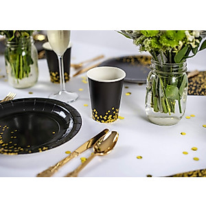 Party Chic Black and Gold Party Supplies Disposable Napkins Gold Dot Confetti Paper Napkins for Birthday Anniversary New Years Graduation Wedding Christmas 3-Ply 50 Pack