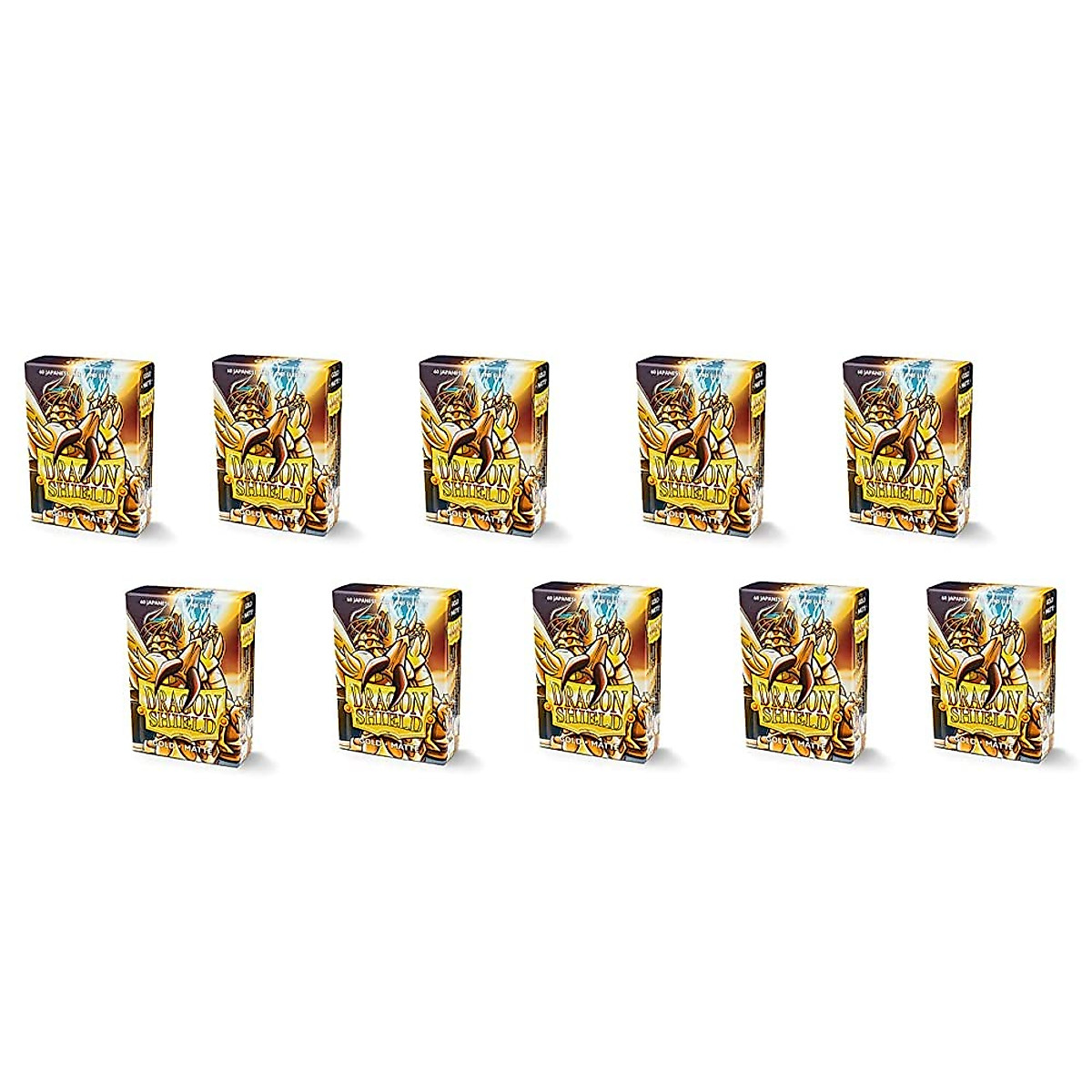 10 Packs Dragon Shield Matte Mini Japanese Gold 60 ct Card Sleeves Display Case