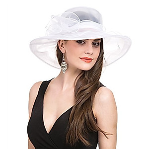 SAFERIN® Women's Church Christening Derby Kentucky Wedding Formal Party Hat White5