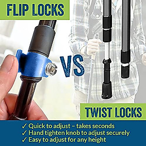 Nordic Walking Poles - True Classic Nordic Glove Grips, Lightweight, Adjustable, and Collapsible -2 Pieces w/flip Locks, Detachable Feet and Travel Bag by York Nordic - Heights 5'4"-6'2"