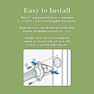 EarthMinded FlexiFit Universal Diverter System - Works with Standard Rectangular Downspouts - Easily Connects Your Existing Rain Barrel to a Downspout Diverter System