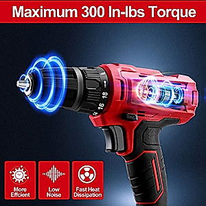 QILA 20V MAX Cordless Drill and Driver, 3/8'' Keyless Chuck, Power Drill Cordless Set with 2.0Ah Battery & Charger, Electric Drill with Variable Speed, 2 Variable Speed, 18+1Position, 22pcs Drill Bits