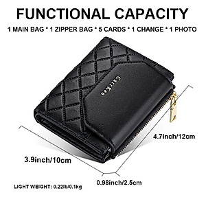 SUMGOGO Small Wallet for Women Leather Card Holder Case Bifold Zipper Coin Pocket Purse