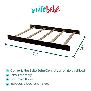 Suite Bebe Connelly Crib to Conversion Kit Only Adjustable in Quick Ship, Black