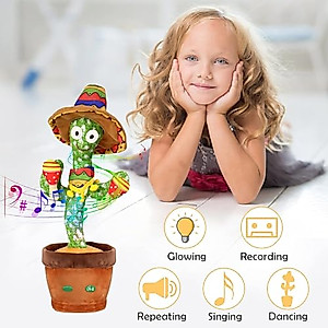 MIAODAM Dancing Cactus Toy Singing, Talking, Repeating Cactus, Funny Electric Dancing Talking Cactus Repeating Toys for Kids, Plush Interactive Toy Figures
