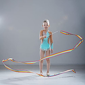 YGEOMER 12pcs Dance Ribbons, Gymnastics Ribbon for Twirling, Artistic Dancing, Gymnastics, Kids Talent Shows