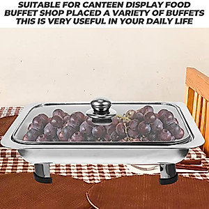 Buffet Food Holder Chafing Dish Buffet Set Rectangular Stainless Steel Chafing Dishes with Glass Lid and Holder Food Warming Tray for Parties Weddings Banquets Events