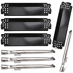 Adviace Grill Replacement Parts for Nexgrill 720-0830H, 4 Pack Grill Burner Tubes and Heat Plate Shields for Home Depot Nexgrill 4 Burner 720-0830H, Nexgrill 720-0864, 720-0864M Gas Grills