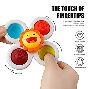 Outgeek Suction Cup Spinner Toys: 3PCS Kids Spinning Top Toys Baby Dimple Toy Sensory Toys Fidget Spinners Suction Cup Babies Bath Toys Gift Toys for Toddlers (Second Edition) (White)