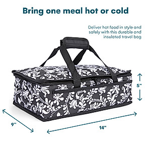 Insulated Casserole Travel Carry Bag Black and White Design
