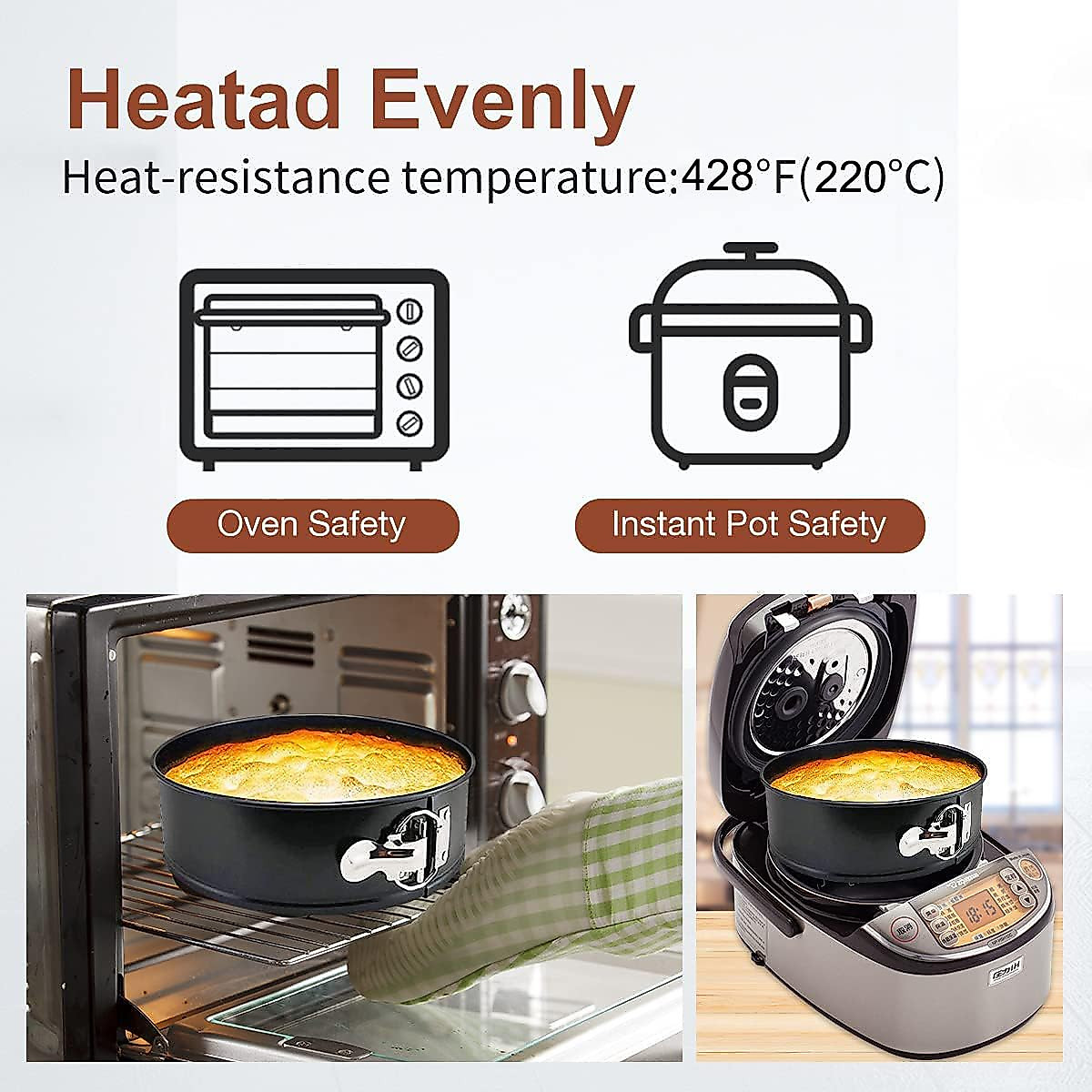 MeeQee Springform Pan Set of 3 Pieces 6.1/7.6/9.2 inches Nonstick Cake Pan Bakeware Set Cake Mold with Removable Bottom