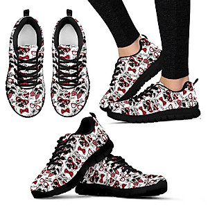 HUGS IDEA Outdoor Sports Running Jogging Lace-up Sneakers Stylish Yorkshire Terrier Printed Go Easy Walking Flats