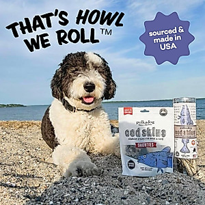 Polkadog Cod Skins Dog Treat - Lean Protein, Made in USA, Single-Ingredient, Grain & Gluten Free, for All Breeds - Crunchy Fish Skin Treat for Teeth Health, 12oz Shorties