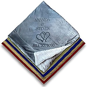 Custom Catch Personalized Unique Wedding Couple Gifts - Anniversary, Engagement Gift Blanket (Hearts)