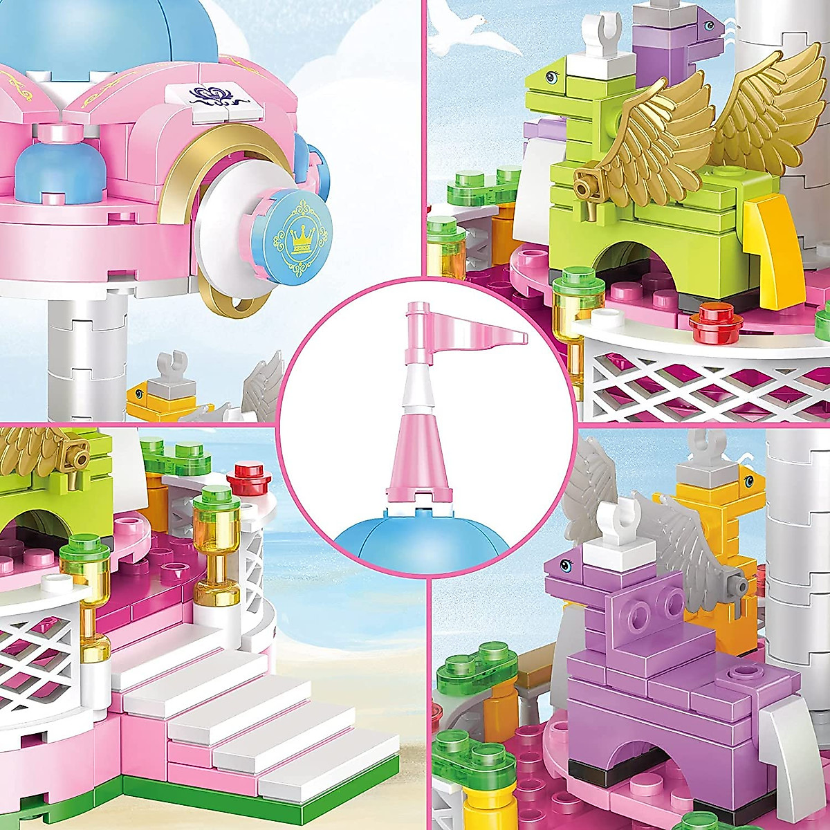 Finebely Dream Girls Fairground Carousel Toys Building Sets, Friends Amusement Park Rotating 4-Horse Carousel Building Kit, Merry Go Round Carousel Model Gift for Girls Kids 6-12, 430 PCS