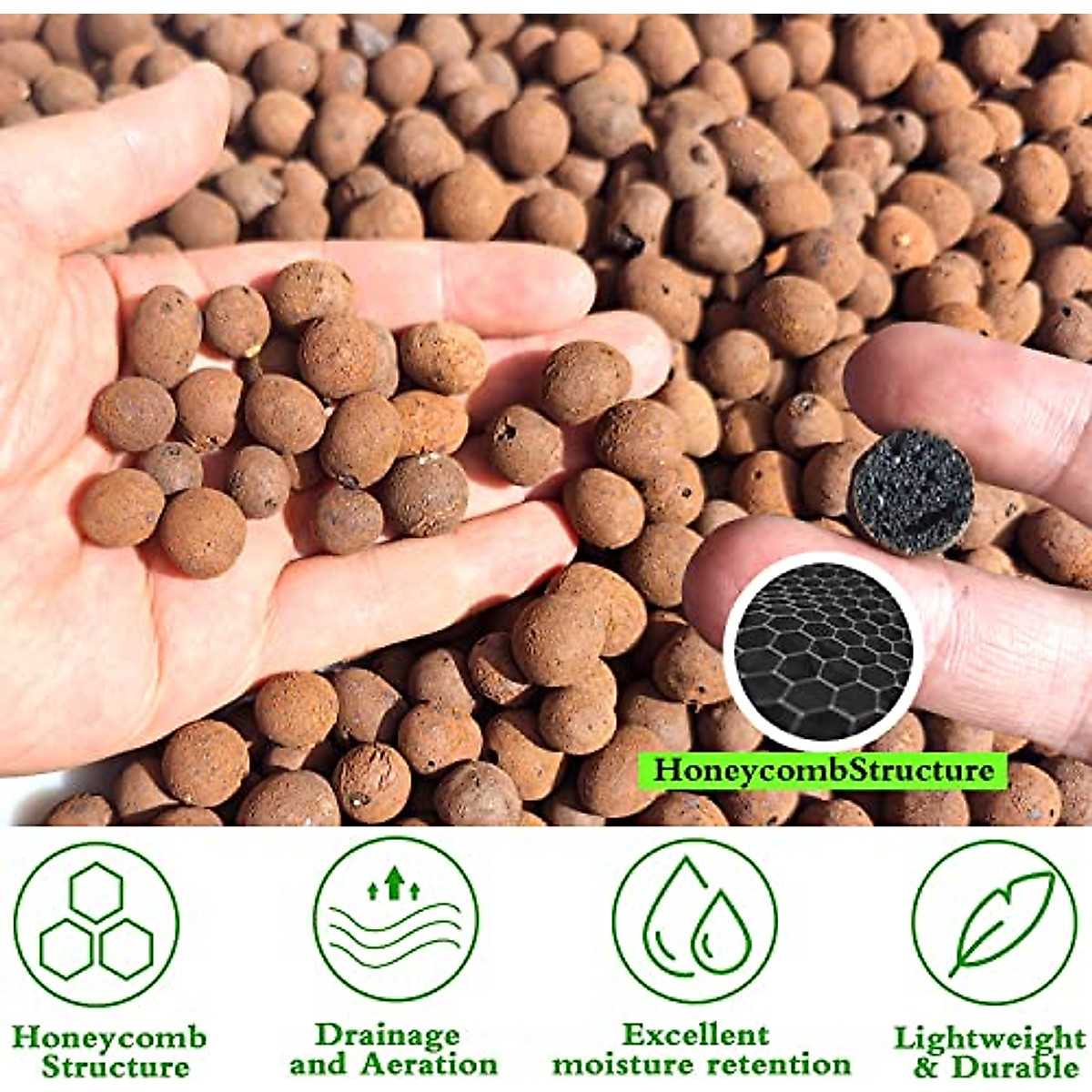 Voulosimi Clay Pebbles Hydroponic Rocks Organic Ceramsite Grow Media for Horticultural,Orchids,Drainage (6.5 LB)