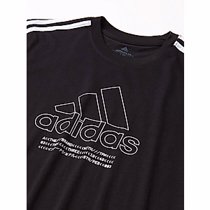 adidas Men's Badge of Sport Outline Stripe Tee Black Small