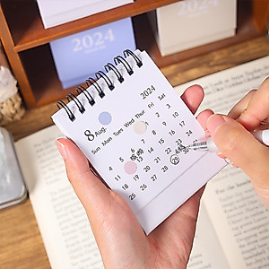 BinaryABC Small Desk Calendar 2023-2024,Mini Monthly Desk Calendar Planner,Mini Desktop Standing Flip Perpetual Calendar,New Year Party Supplies Gift (Black)