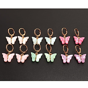 Butterfly Earrings Tiny Hoop Earrings Colorful Acrylic Butterfly Earrings For Women (Small acrylic butterfly)