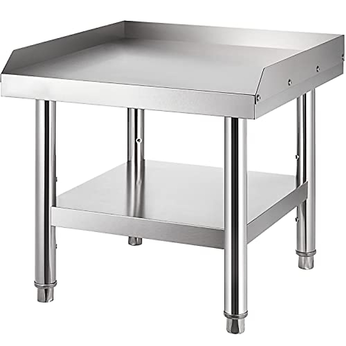 VEVOR Stainless Steel Equipment Grill Stand, 24 x 24 x 24 Inches Stainless Table, Grill Stand Table with Adjustable Storage Undershelf, Equipment Stand Grill Table for Hotel, Home, Restaurant Kitchen