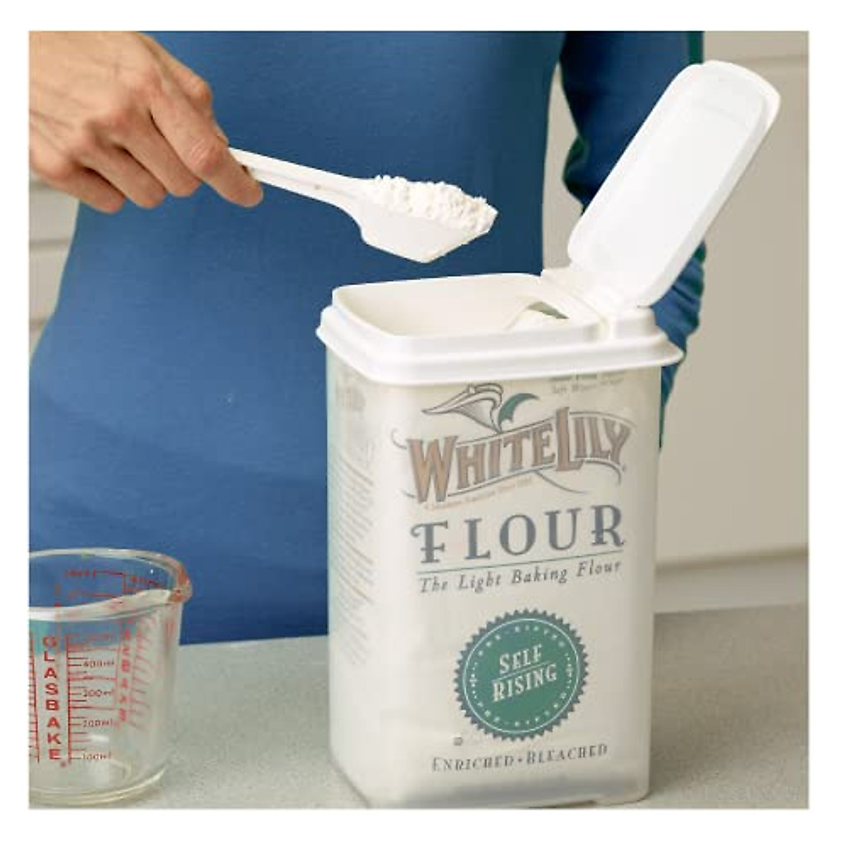 Buddeez Flour and Sugar Container All Purpose Kitchen Organization and Storage Unit, 4 Quart, White