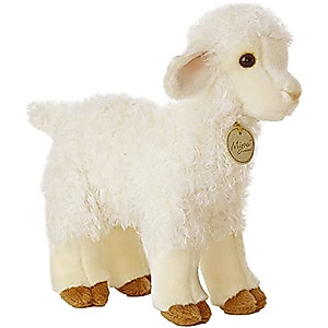 Aurora® Realistic Miyoni® Lovely Lamb Stuffed Animal - Lifelike Detail - Cherished Companionship - White 10 Inches