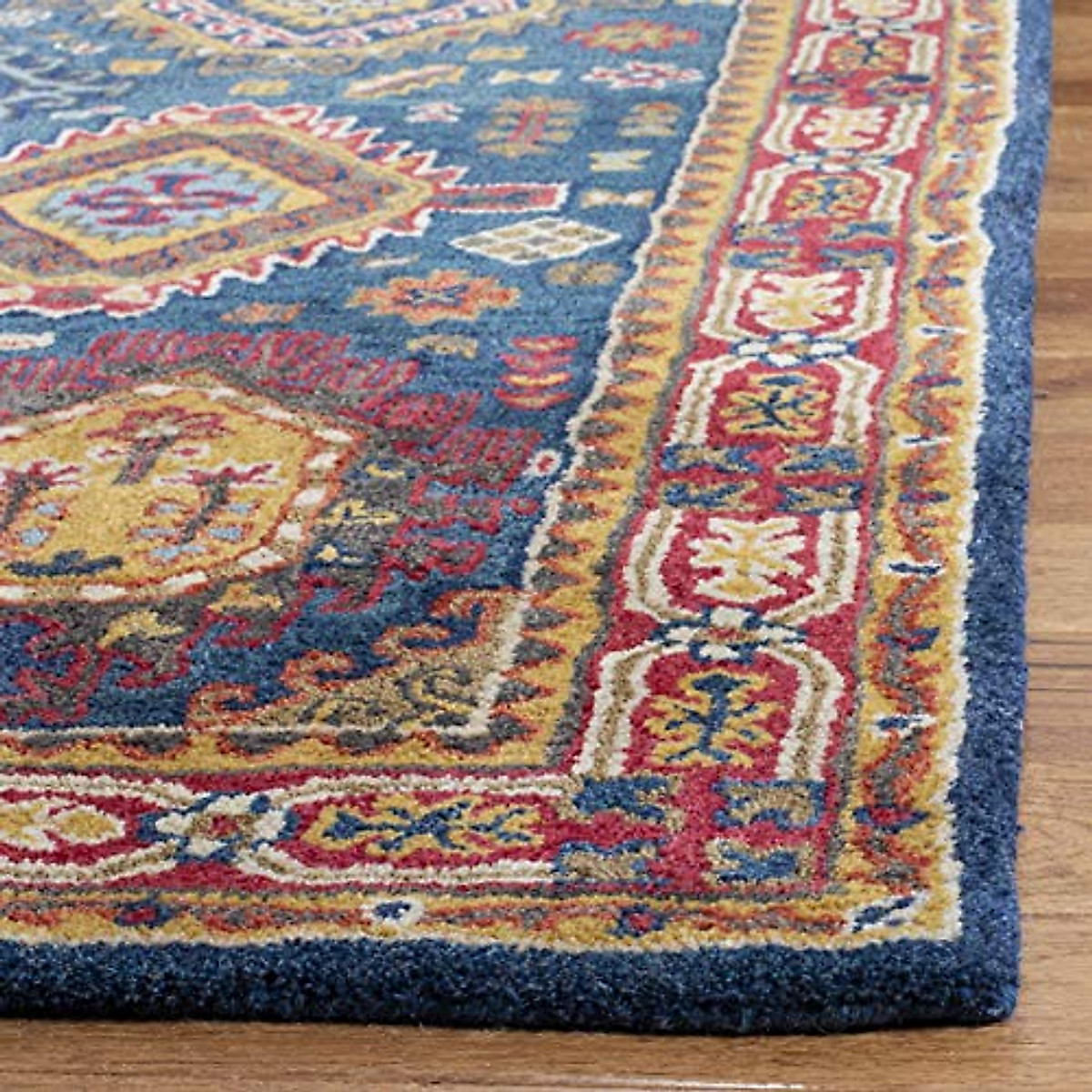 SAFAVIEH Heritage Collection Runner Rug - 2'3" x 12', Navy & Red, Handmade Traditional Oriental Wool, Ideal for High Traffic Areas in Living Room, Bedroom (HG426N)