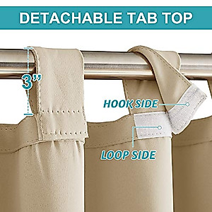 RYB HOME Porch Curtains Outdoor Waterproof - 2 Panels Detachable Top Water Resist UV Block Privacy Thermal Draperies for Patio Pergola Pavilion Spa, W 100 x L 84, Beige