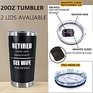 CHLJAR Retirement Gifts for Men, Happy Retirement Party Decorations, 20 Oz Retired Gifts Tumbler Cup, Retired Gifts for Men, Best Retirement Gift Idea for Parties and Celebrations