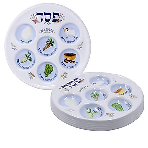 The Dreidel Company Passover Seder Plate Deluxe Quality Plastic 10" Disposable Plates (10-Pack)